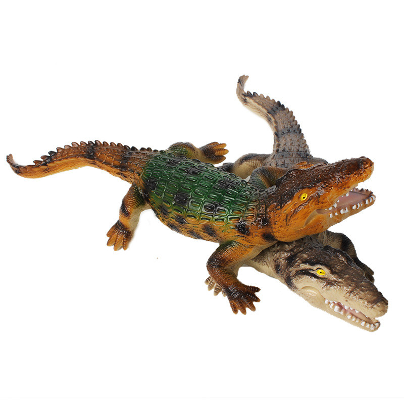 1pcs Wild Animal Jumbo Crocodile Model Figures Toys Soft Rubber ...