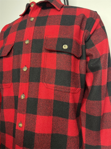 Black Red Wool Blend Plaid Shirt, High Quality Black Red Wool Blend ...