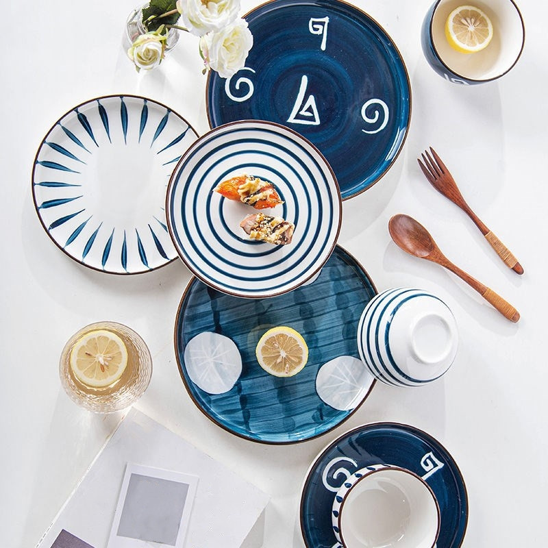 Ceramic Dinner Plates Sets - Modern Japanese Underglaze Hand-painted ...