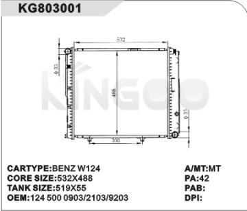 Car Radiator Forbenz W124 Oem:124 500 0903/2103/9203, High Quality Car ...