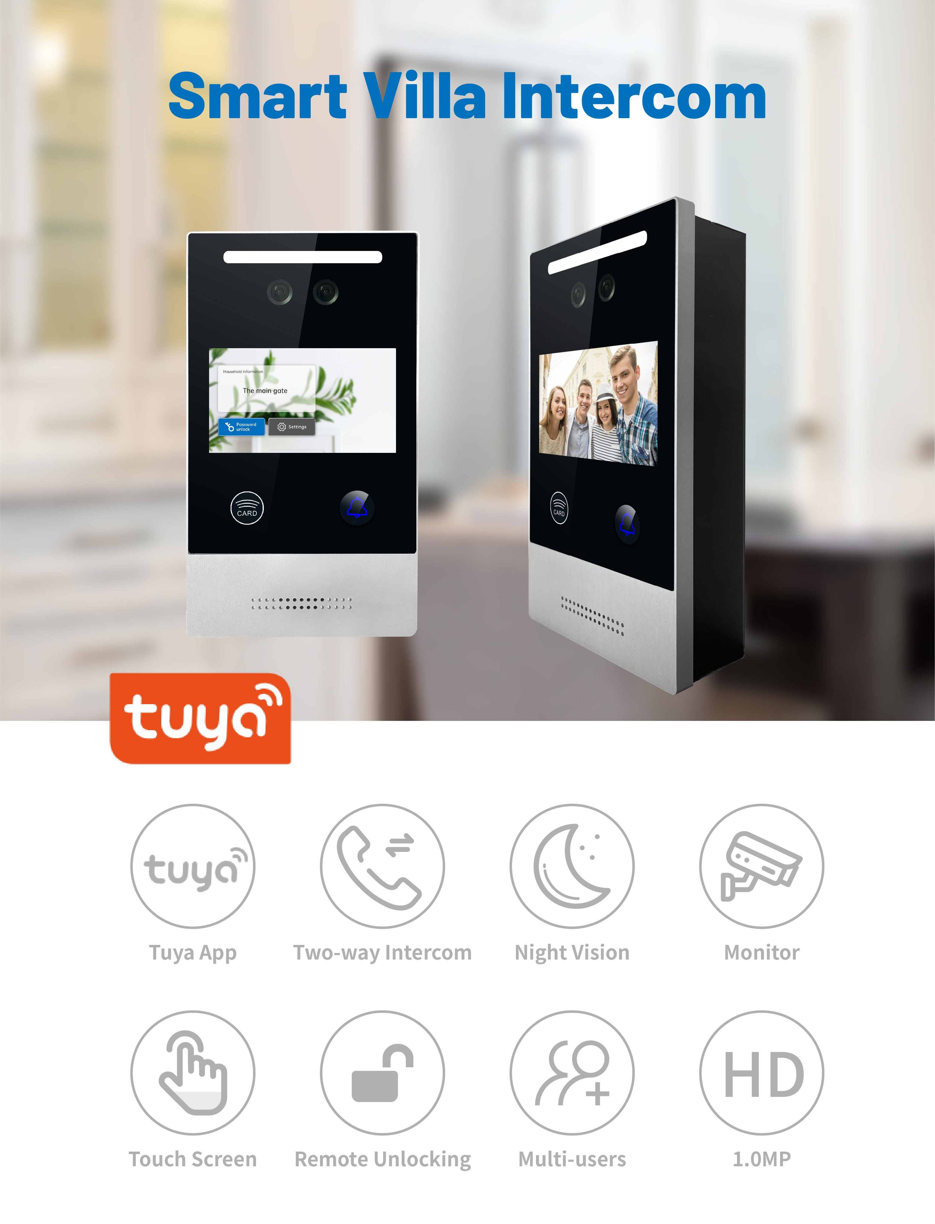 Villa Smart Life Tuya Doorbell Intercom โทรศัพท์ คุณภาพสูง Villa Smart ...