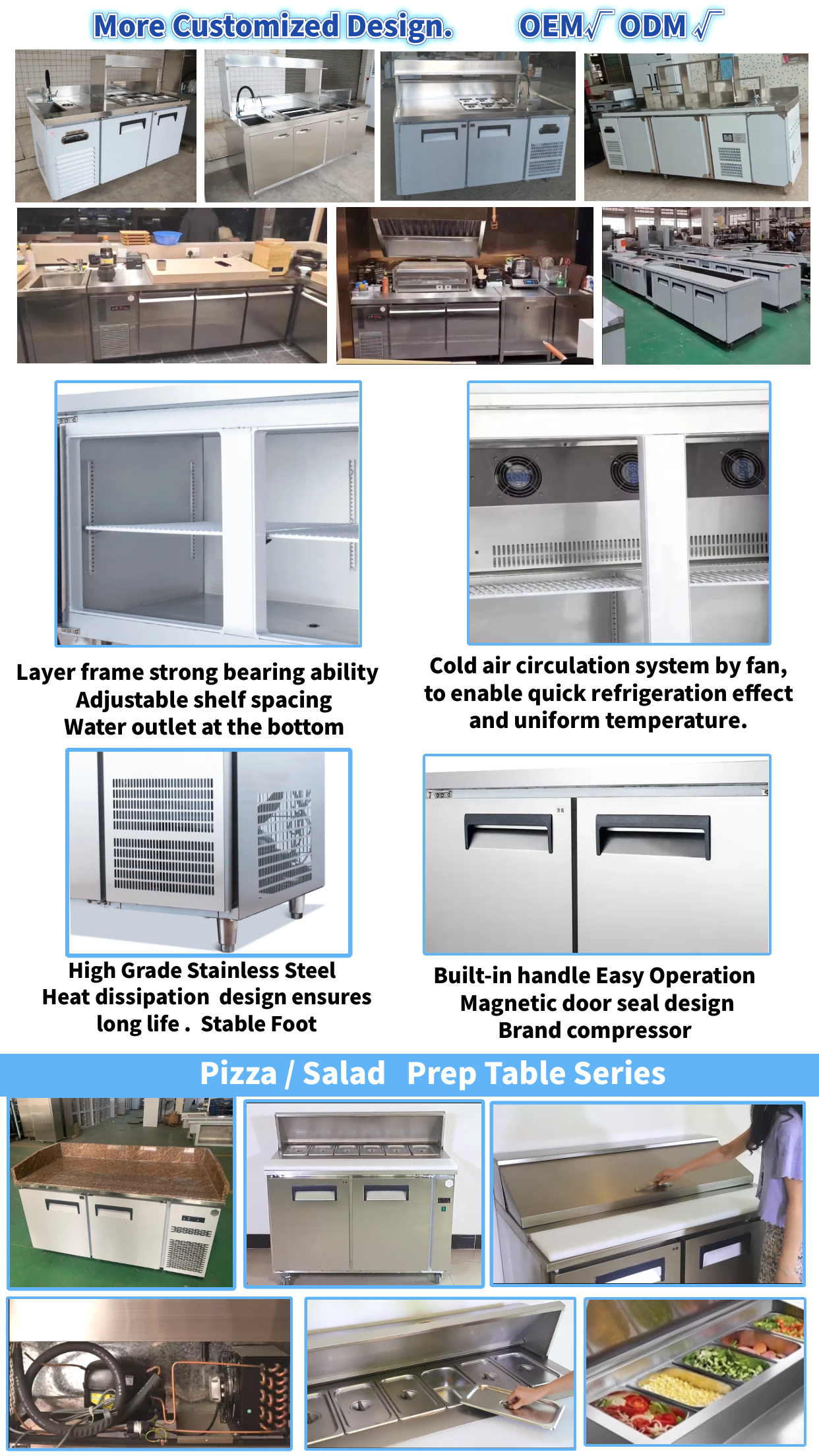 Smart Commercial Refrigerated Workbench: Undercounter Freezer And Prep ...