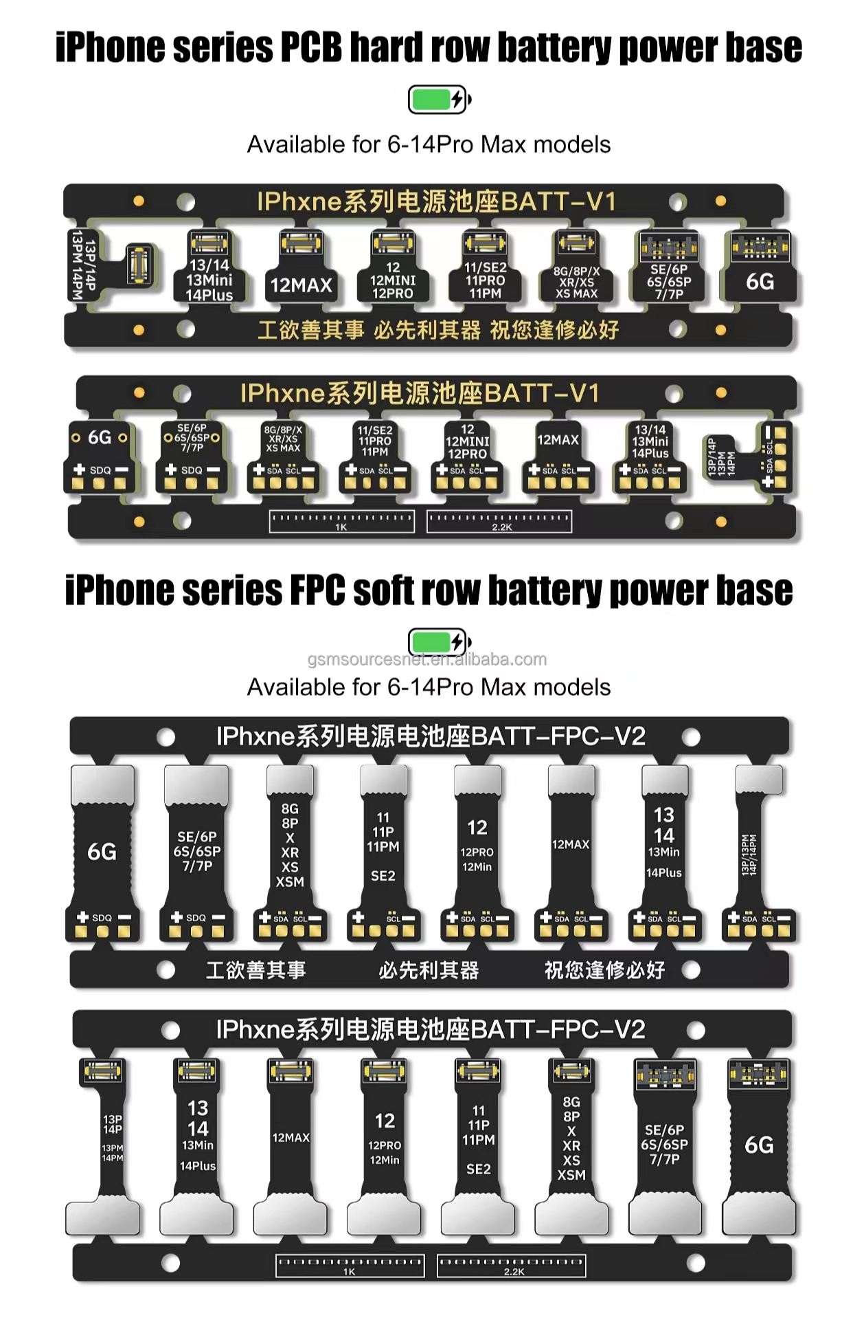 Gsmsources Motherboard Battery Power Socket For Iphone 6-14 Pro Max Fpc ...