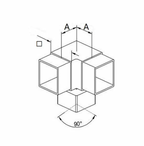 Stainless Steel Square Tube Joiner Tee 90 Degree, High Quality ...