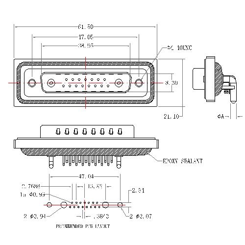 D-sub Connector 17W2 Male Right Angle Dip Waterproof China ...