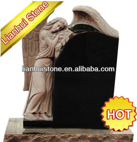 Customizable Black Granite Angel Headstones, High Quality Customizable ...