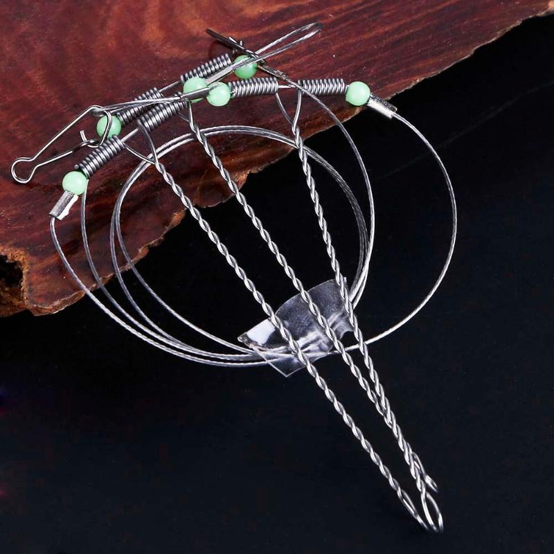 Stainless Steel Fishing Rigs Wire Leader Rope Line Swivel String Hooks ...