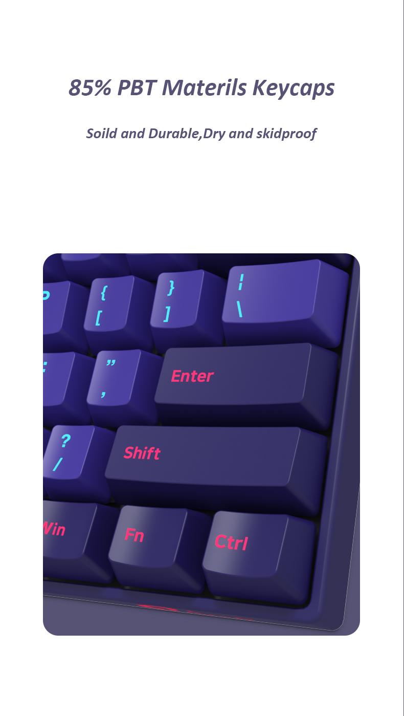 Original Akko 3061-reon Rgb Bluetooth Mechanical Gaming Wireless Keyboard 61 Keys Pbt Computer ...