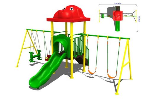 Large Park Commercial Playground Swing Sets Slide Kit With Canopy, High ...