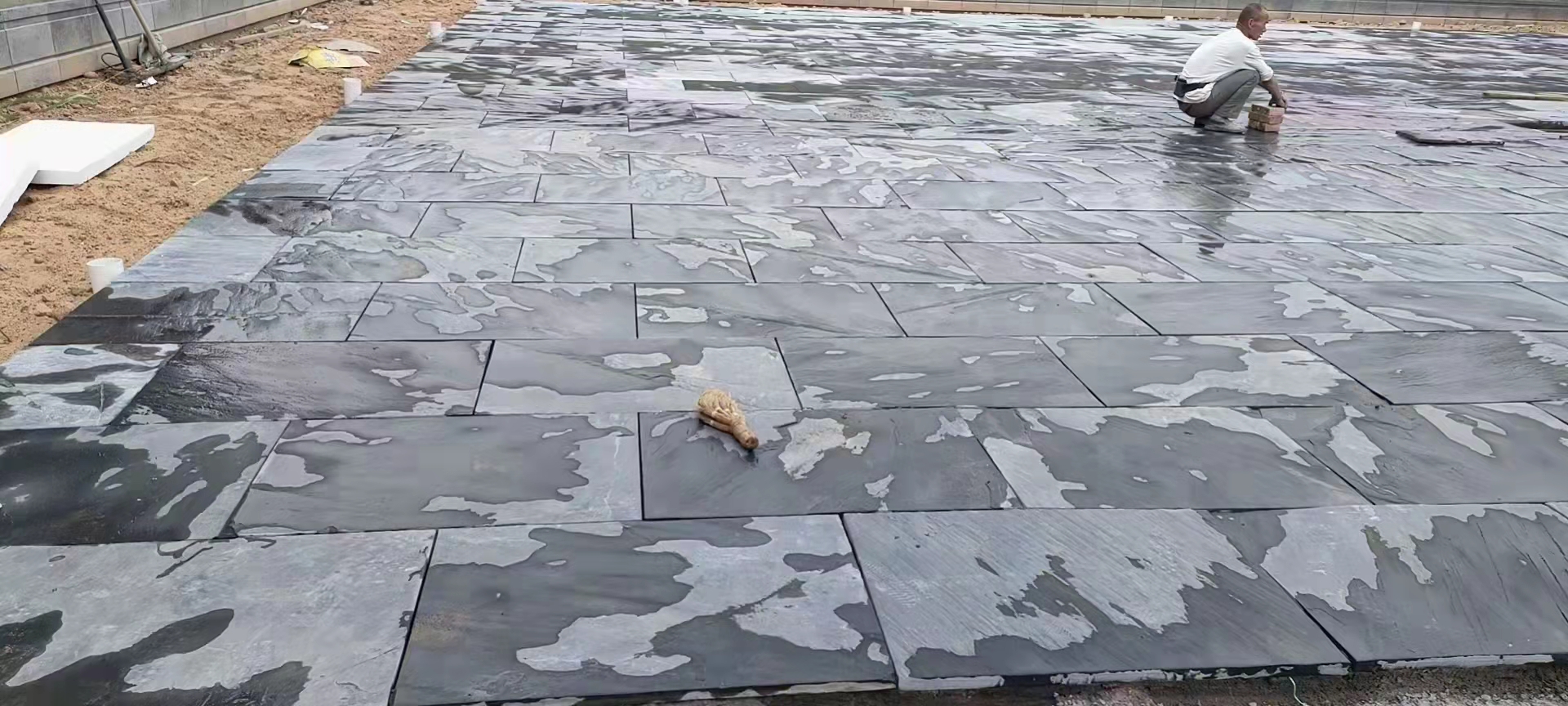 Natural Split Slate Cut To Size Slabs - Black Stone Outdoor Paving For ...