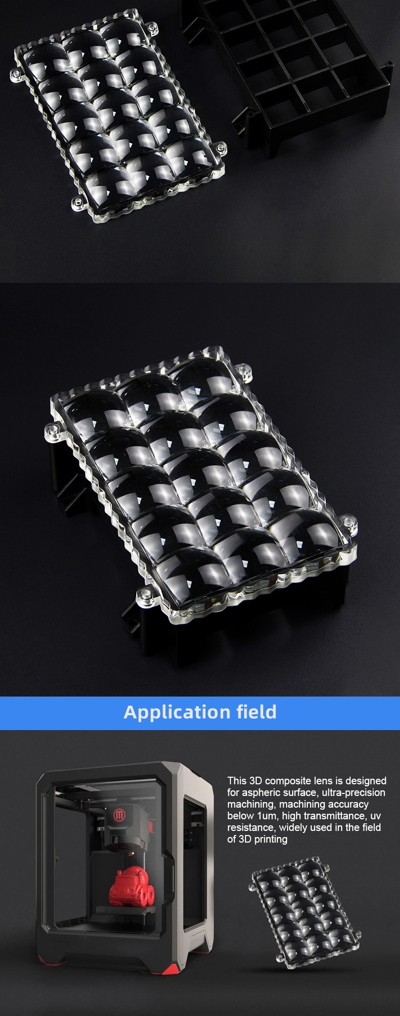 6 Inch Led Acrylic 3d Printer Module Lens, High Quality 6 Inch Led ...