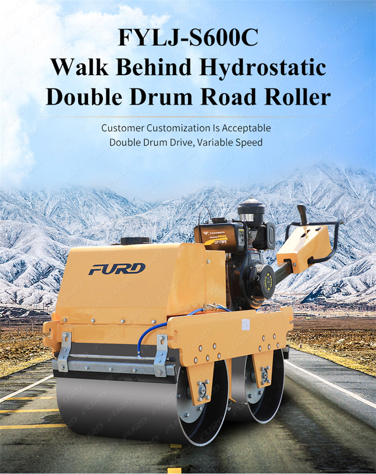 Walk Behind Double Drum Vibratory Tandem Roller Machine, High Quality ...