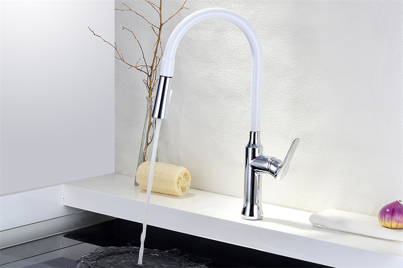 White Pull Out Kitchen Tap With Sprayer, High Quality White Pull Out ...