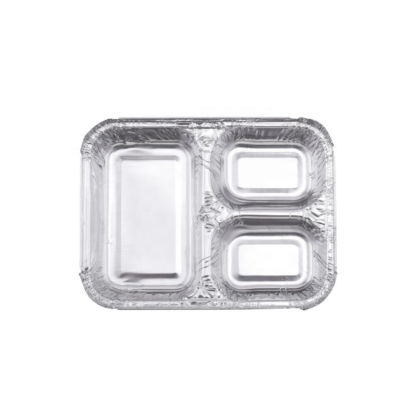 Aluminium Foil Rectangular Container With Three Compartments For ...