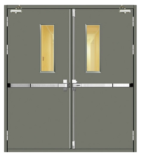 Galvanized Steel Fireproof Double Exit Doors With Fireproof Locks For ...