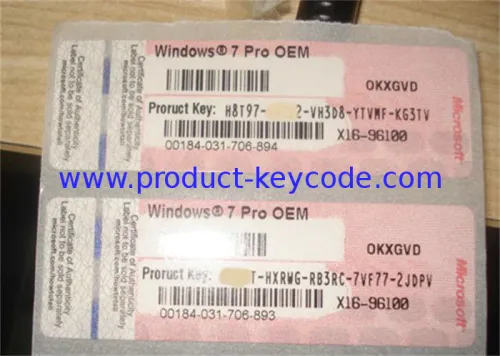 Windows Product Key Sticker For Windows 7 Pro , Windows 7 Pro 64 Bit ...