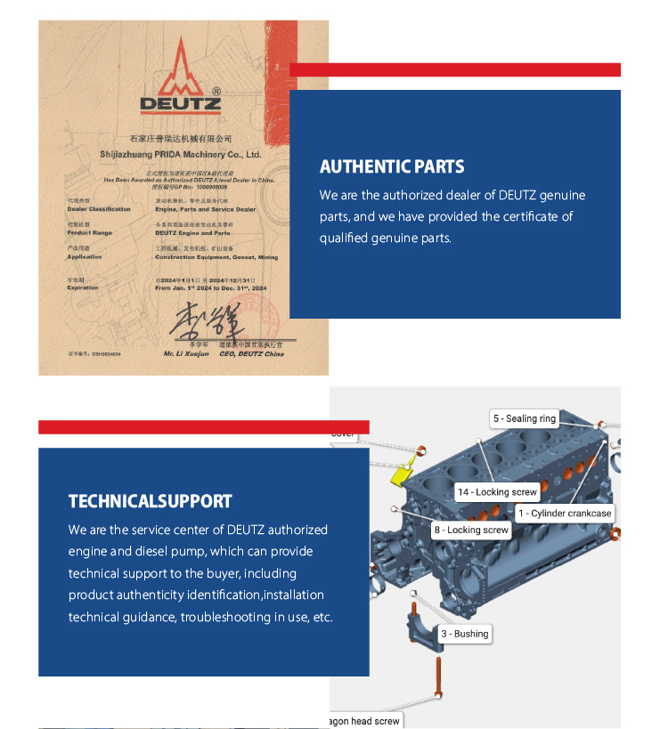 Deutz 6 สูบ Bf6l914 เครื่องยนต์ดีเซลสำหรับเครื่องจักรก่อสร้าง คุณภาพสูง ...