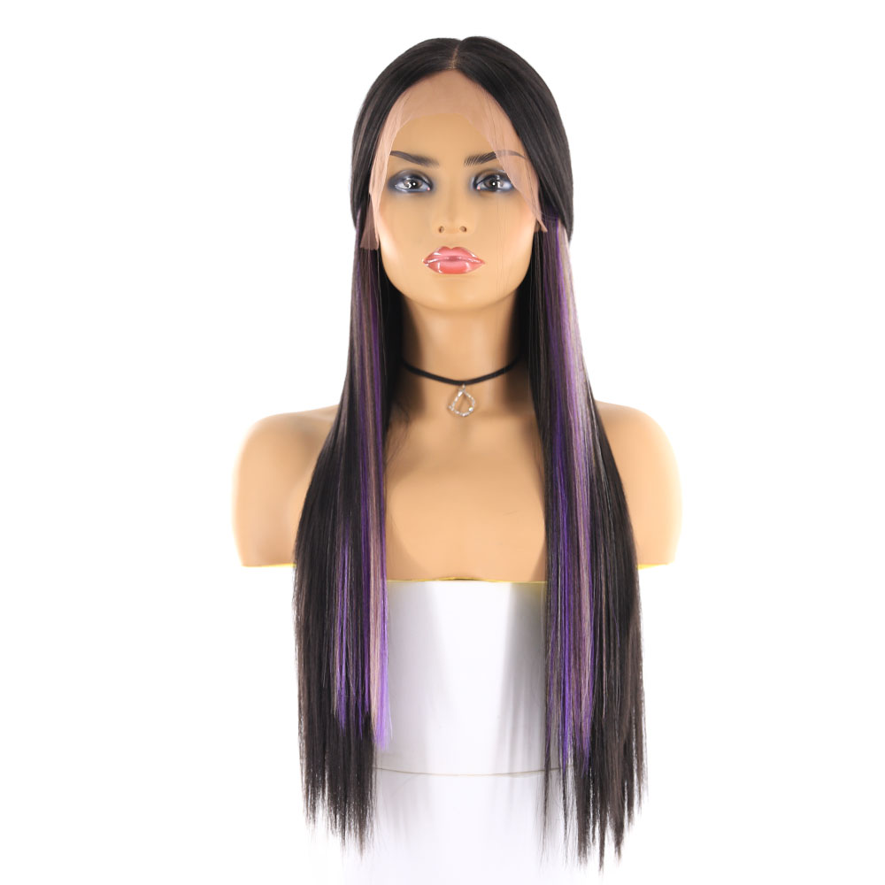 Wholesale Long Middle Part Yaki Straight Lace Front Wig With Natural ...