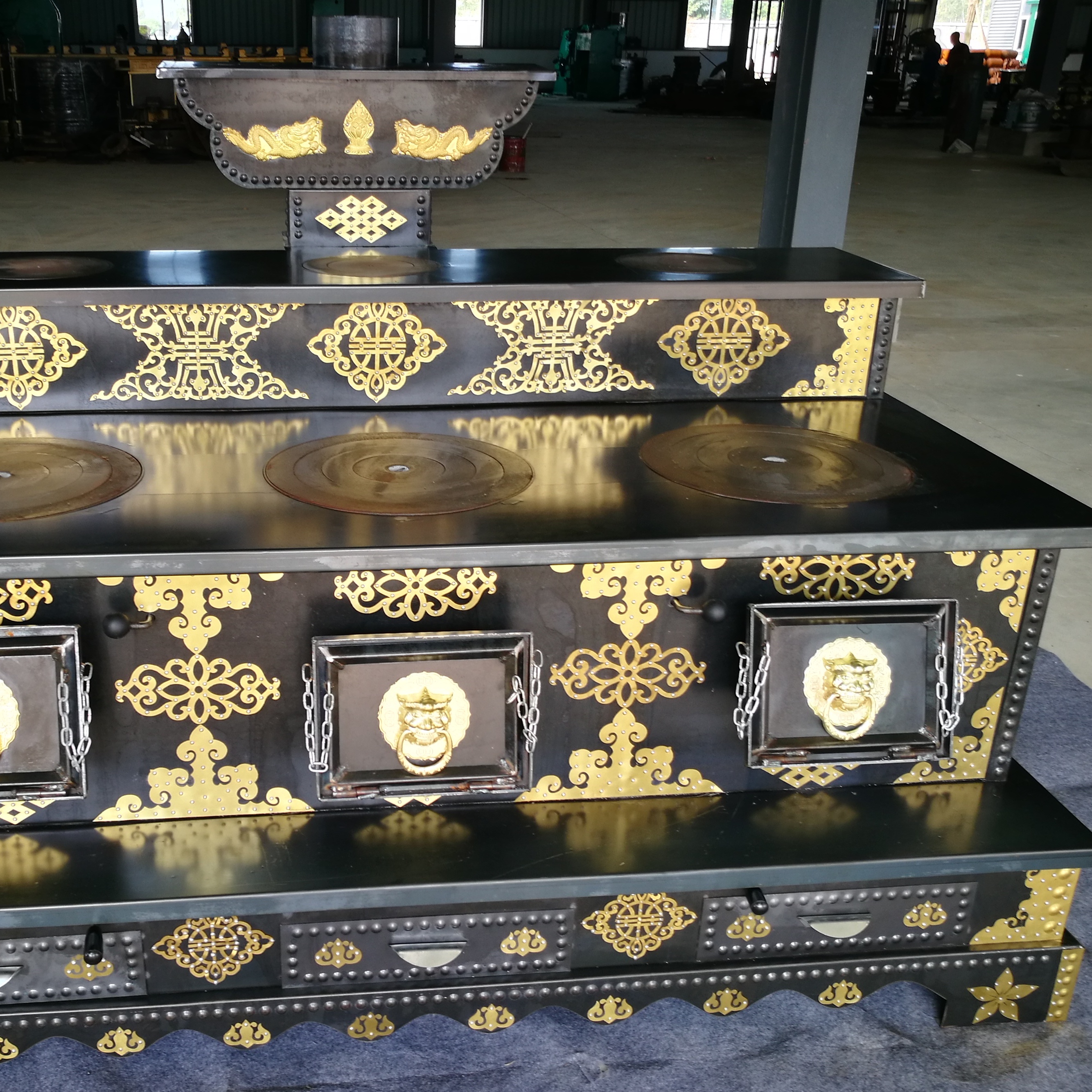 Chinese Luxury Multi-purpose Cast Iron Cook Stove With Fireplaces And ...