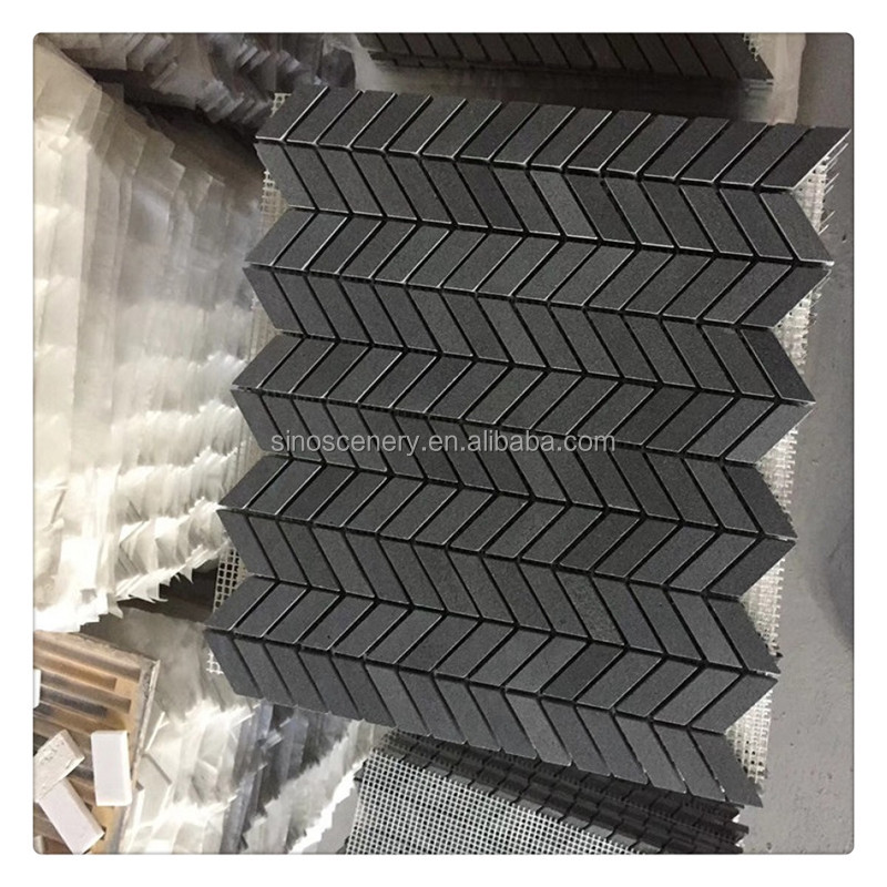 Fishbone Granite Mosaic Dark Grey Granite At Competitive Prices, High ...