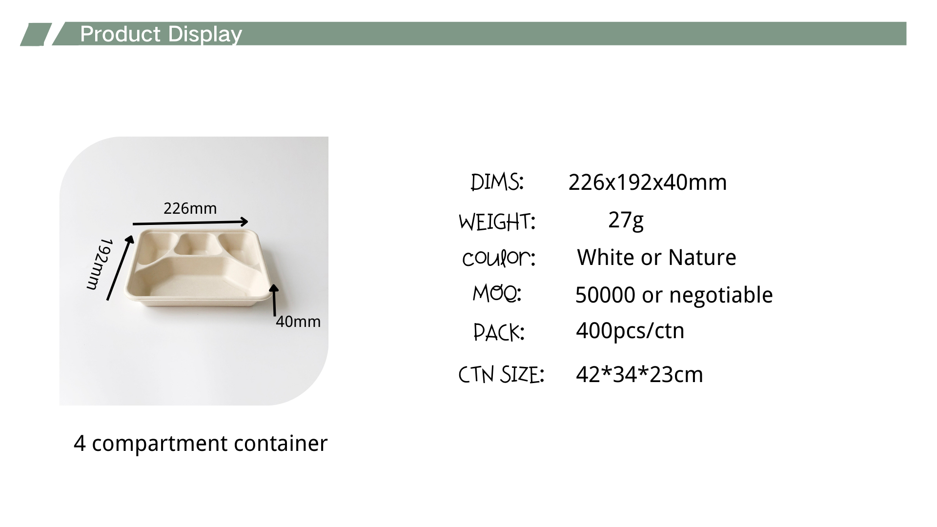 4 Compartment Container Bagasse Packing Multipletray, High Quality 4 ...