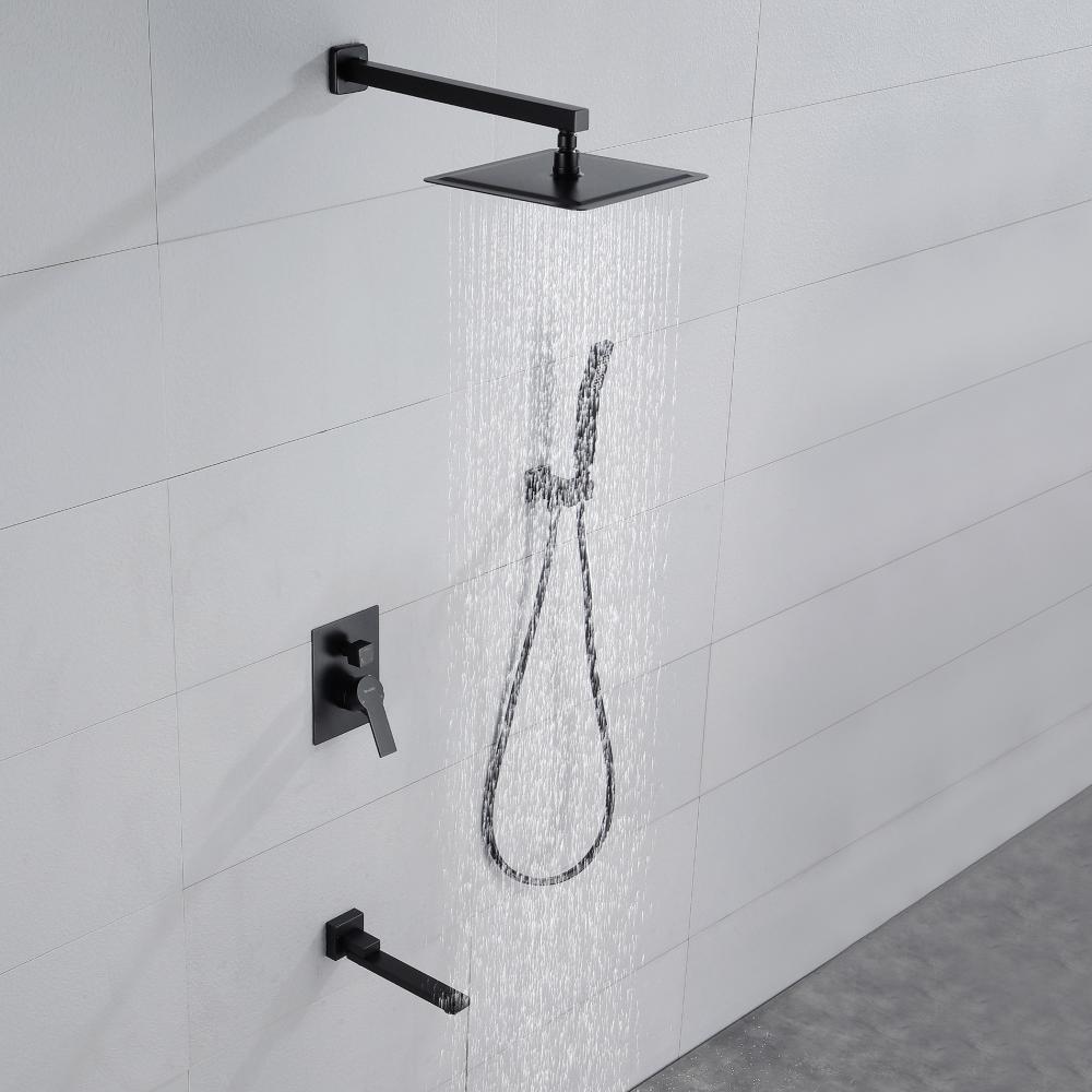 Black Wall Mount Concealed Shower Set, High Quality Black Wall Mount ...