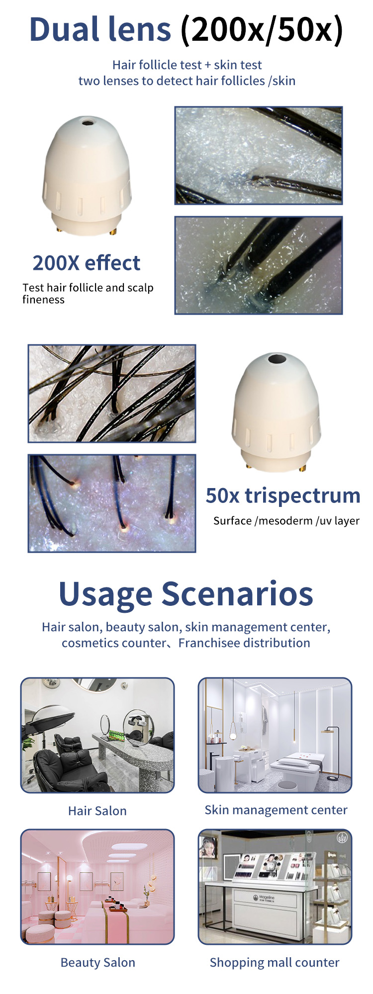 Scalp And Skin Analysis Machine: Hair And Facial Analyzer Scanner, High ...