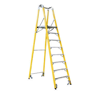Fiberglass Ladder, Industrial Use With Platform, Electrically Safe ...