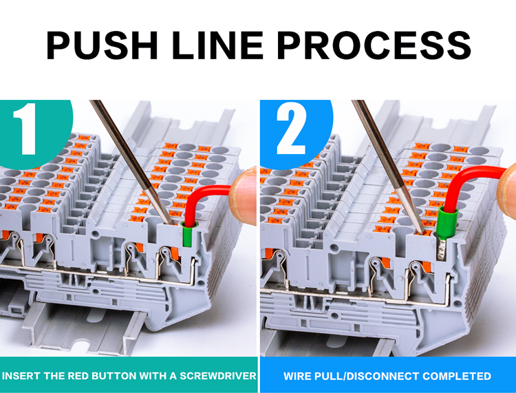 Din Rail Terminal Block Pt2.5-quattro Blue Spring Connection Push-in ...