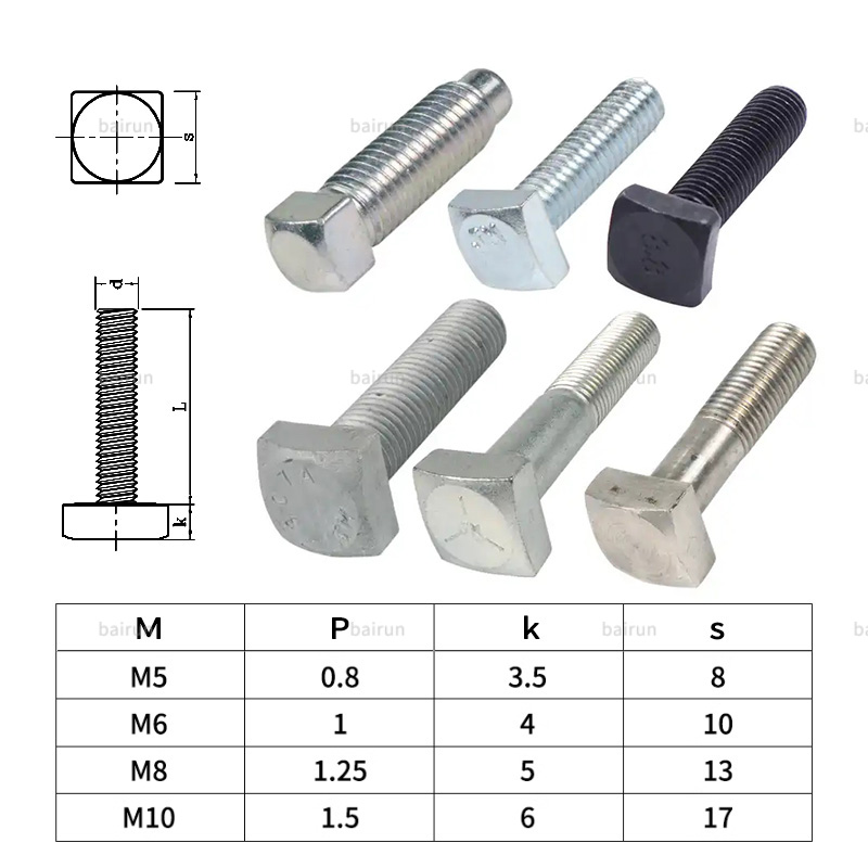 Customized T-head Bolts M6 M8 M10 M20 Carbon Steel Stainless Steel ...