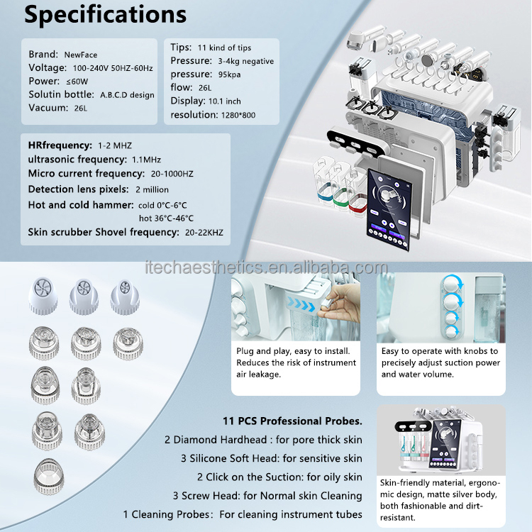 8-in-1 Face Scanner Skin Analyzer Scrubber Deep Cleaning Hydro Magic ...