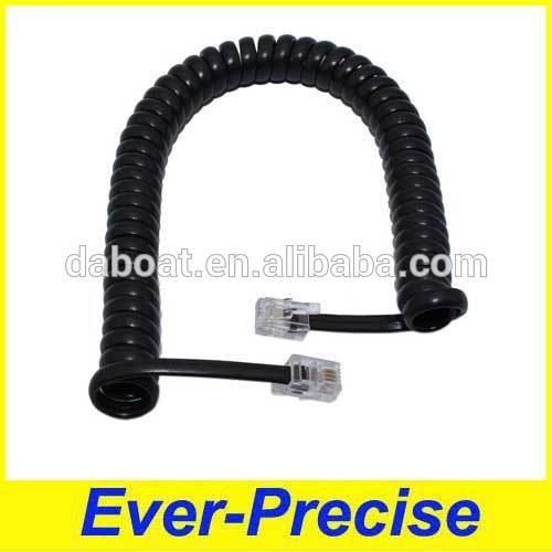 Black Colour Coiled Cable Telephone Cable With 4p4c Plug, High Quality ...