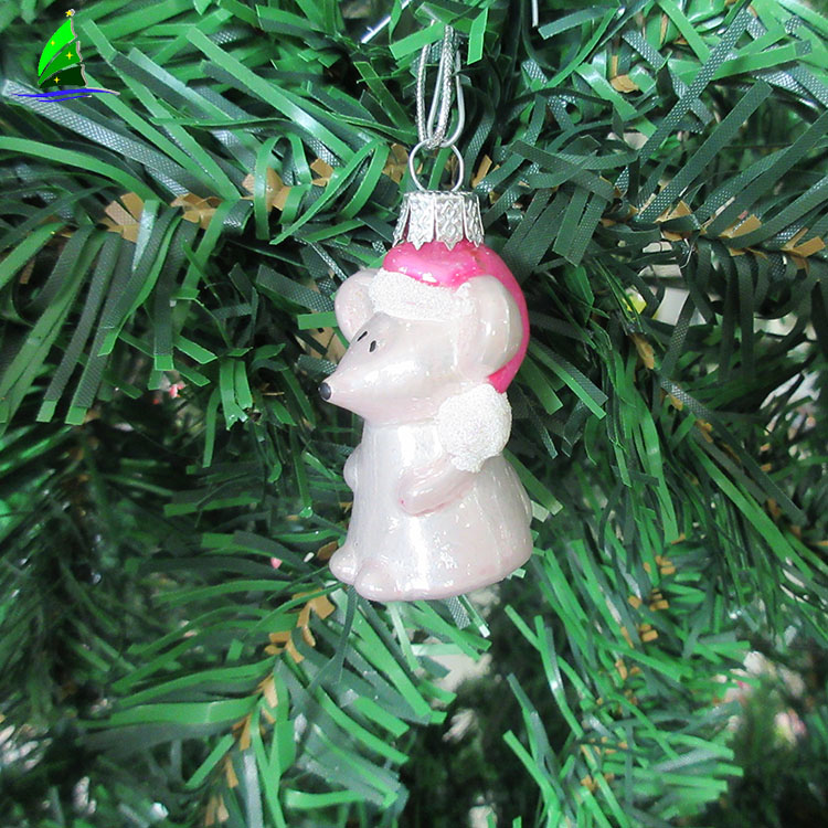 Artdargon China Supplier White Glass Mouse Ornament With Christmas Hat ...