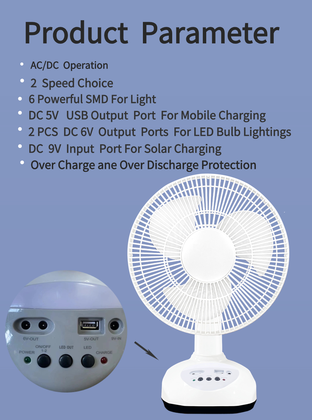 12 Inch Solar Charging Table Fan With Power Bank Function, High Quality ...