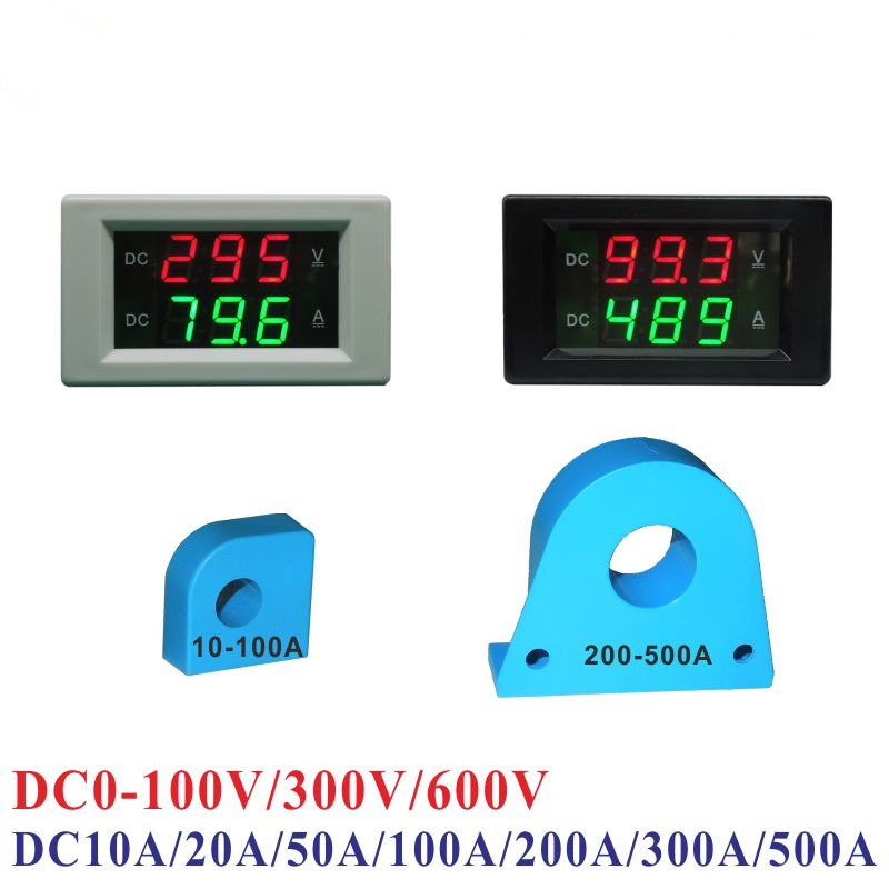 Hall Effect Dc Voltmeter Ammeter 0-10a To 100a, 5-600v Digital Meter ...