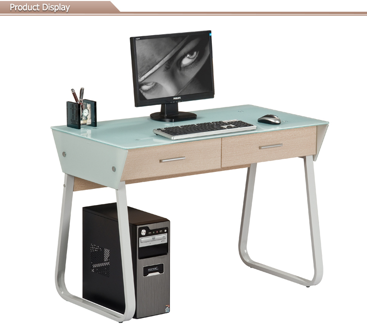 Office Furniture Glass Computer Desk With Storage Rack, High Quality ...