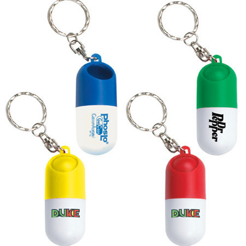 Promotional Capsule Shape Pill Box Key Chain, High Quality Promotional ...