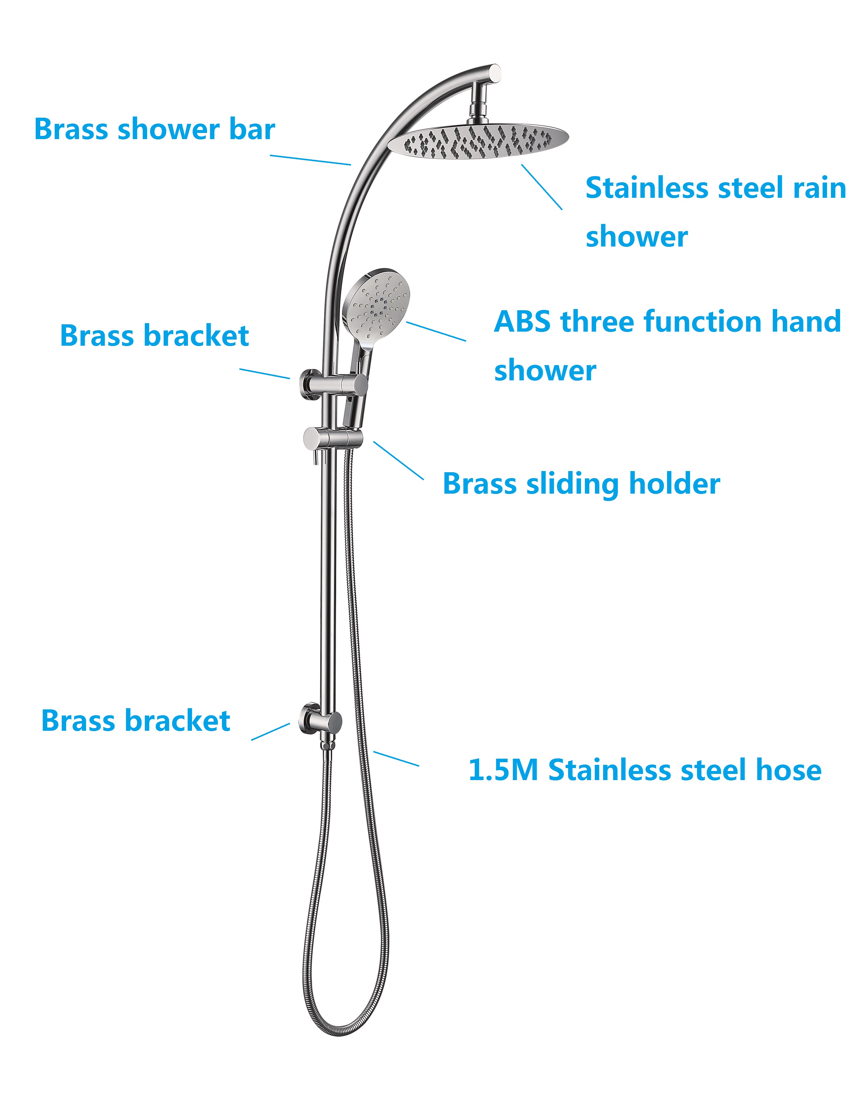 Dual Function Shower Fixture Combo System Chrome Finished, High Quality ...