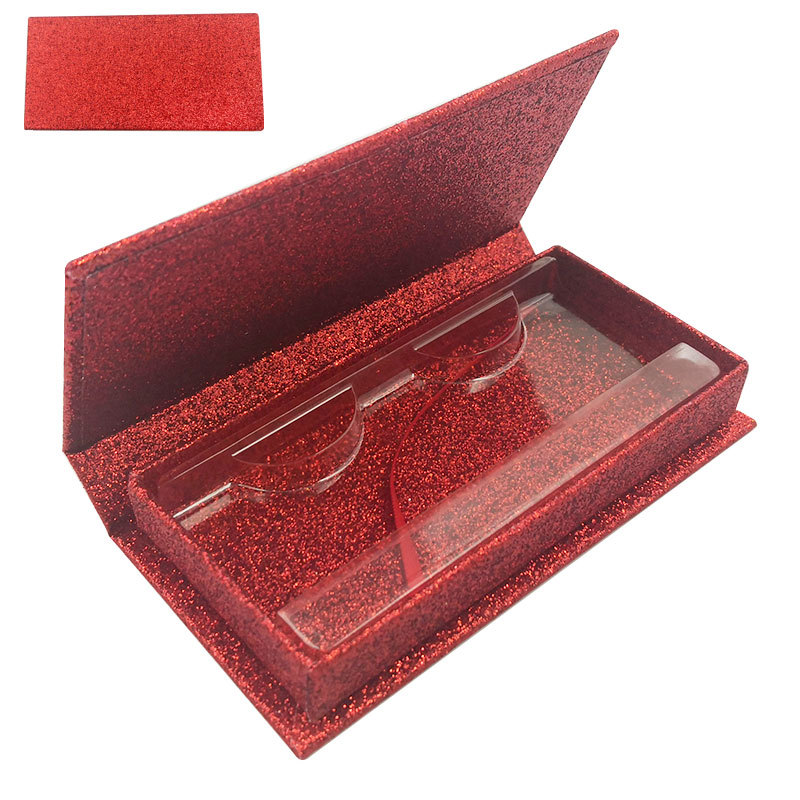 Red Eyelash Box Rectangle Glitter Lash Case, High Quality Red Eyelash ...