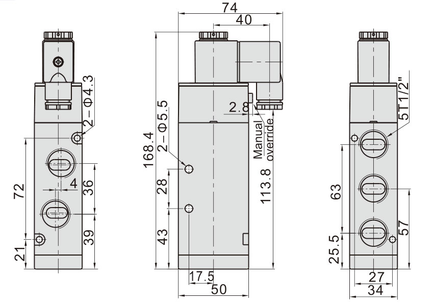 4V410-15 1/2'' DIN Connector Single Solenoid Pneumatic Valve China ...