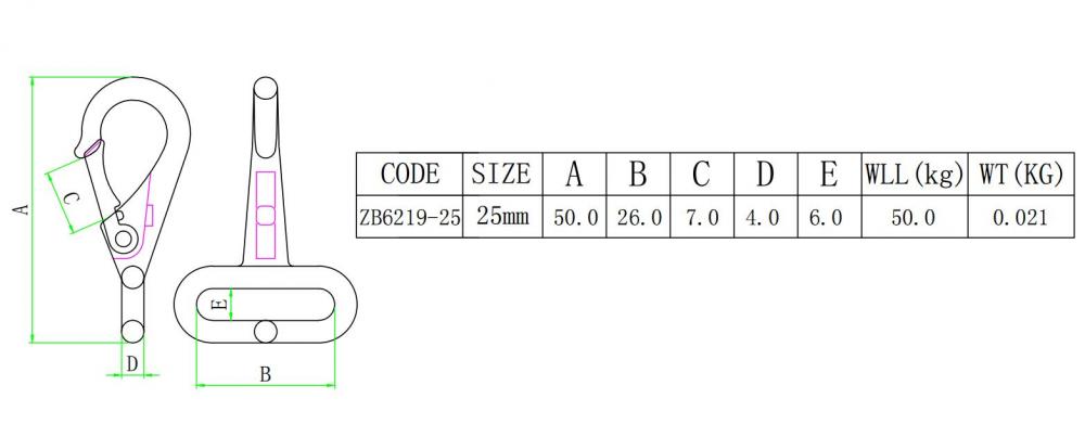 Stainless Steel Square Head Fixed Eye Snap Hook For 25mm Webbing Snap Hook, High Quality ...