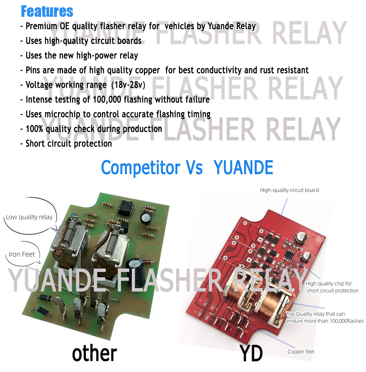 95550-43300 Flasher Relay For Hyundai - 12v 3 Pin Hazard Light Relay ...