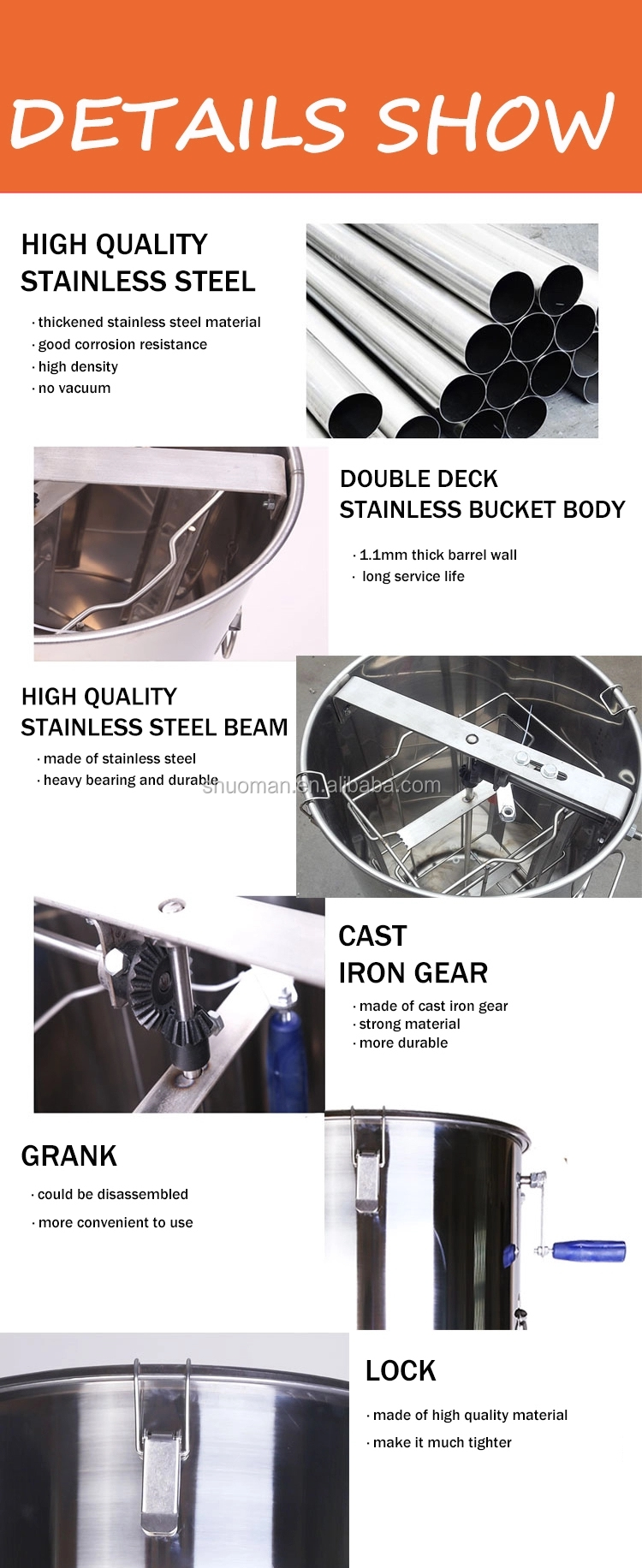 Stainless Steel 20 Frame Honey Extractor With 4 Frame Making Machine ...