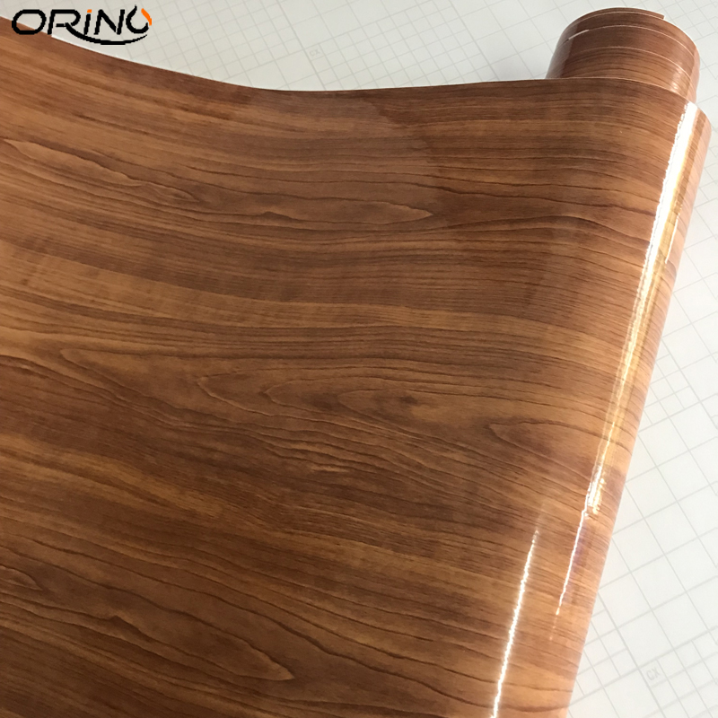High Gloss Wood Grain Faux Finish Textured Vinyl Wrap Roll Sheet Film ...
