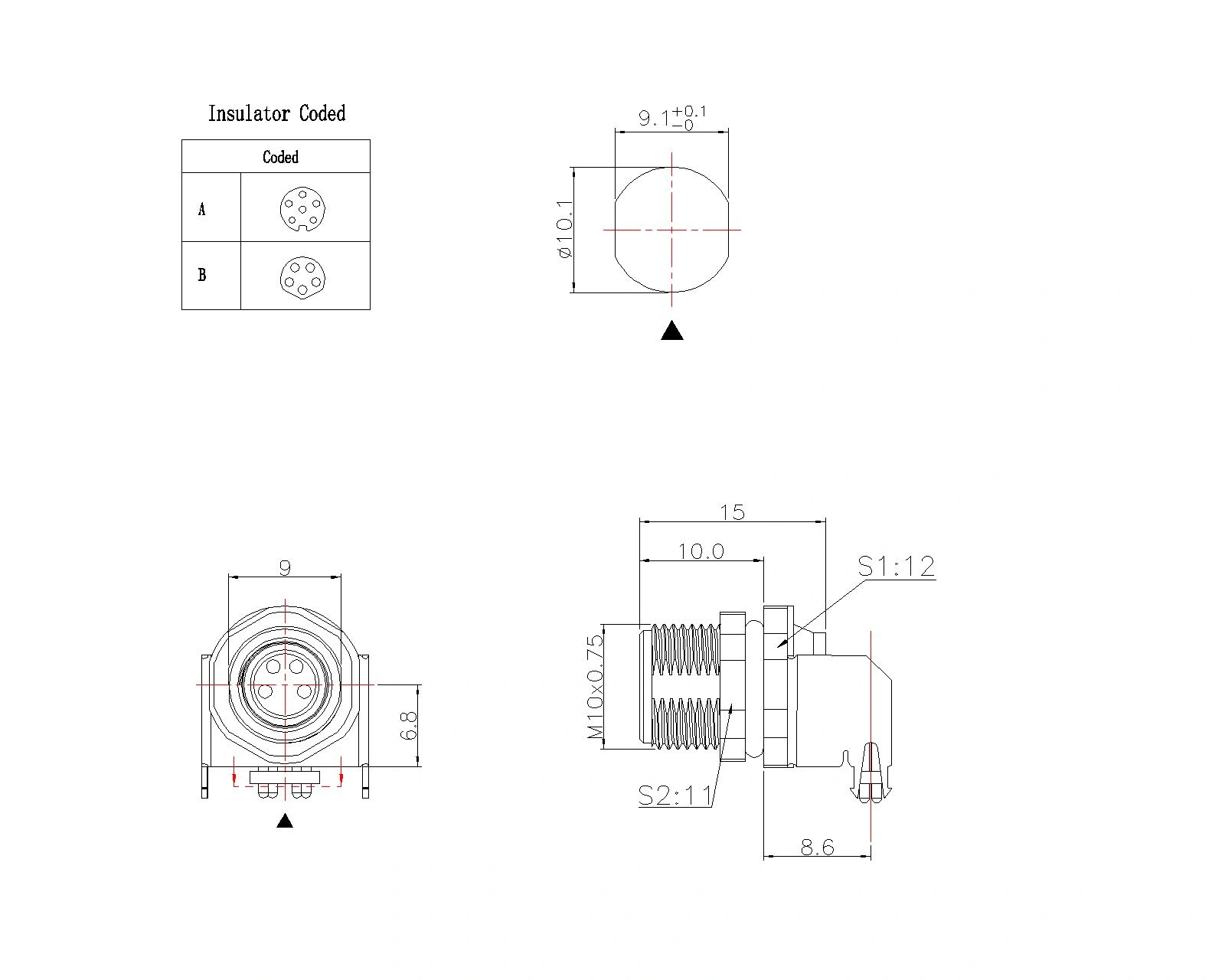 M8 3 to 8P Female Waterproof DIP 90° China Manufacturers Suppliers Factory Exporter