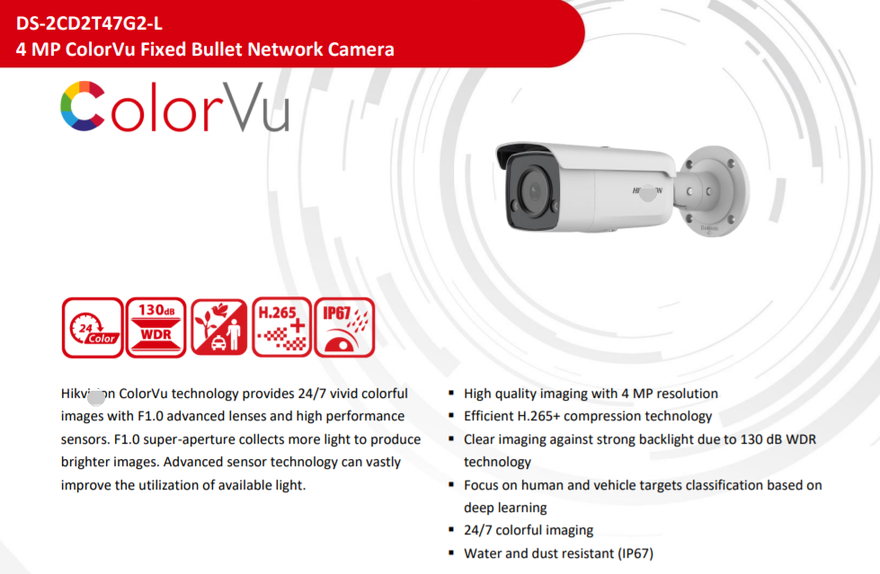 6mp Colorvu Fixed Bullet Network Camera For 24/7 Colorful Imaging, High ...