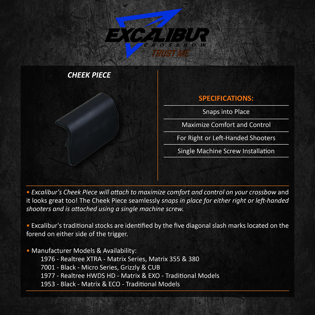 Excalibur - Cheek Piece คุณภาพสูง Excalibur - Cheek Piece บน bossgoo.com