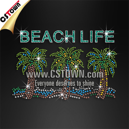 Holiday On The Beach Coconut Tree Wholesale Rhinestone Template Hotfix ...