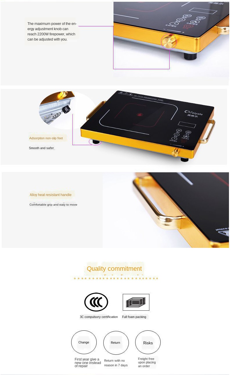 Touch Electric Ceramic Cooktop New Multi-function High-power Commercial Optical Wave Furnace ...