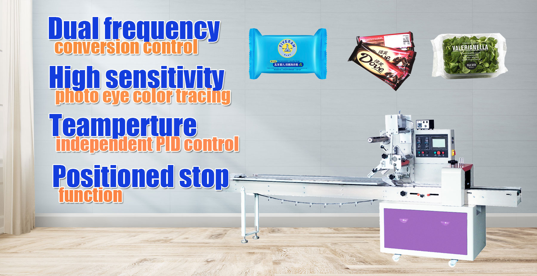 Tinyeh Automatic Mini Flow Pack Shrink Wrapping Machine For Biscuits ...